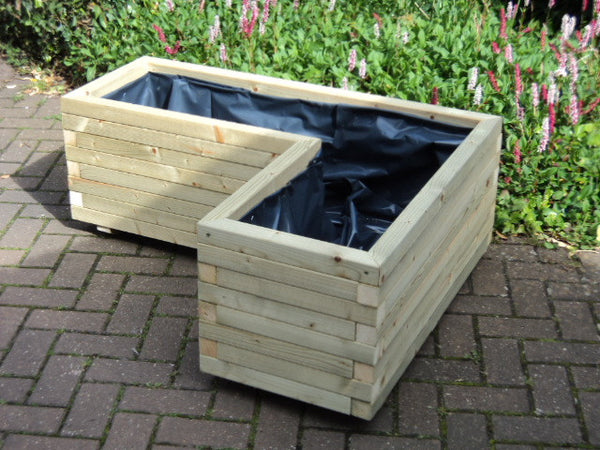 L shaped block style corner wooden planters – Premier Wooden Planters
